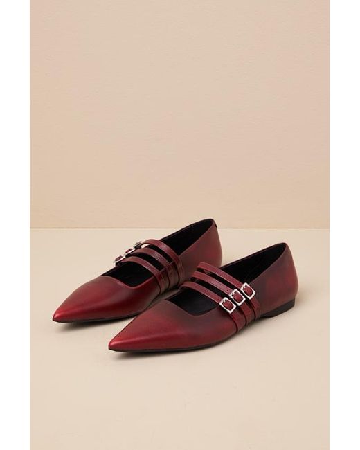 Vagabond Shoemakers Hermine Leather Strappy Buckle Ballet Flats in Red ...