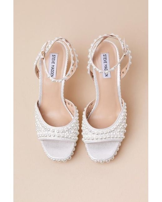 Steve Madden Assured-P Pearl Platform Ankle Strap High Heel Sandals in ...