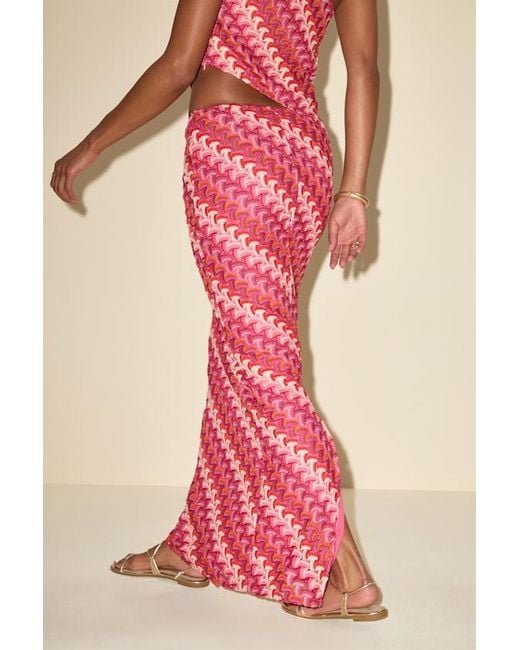 Lulus Fiala Multi Crochet Chevron Mermaid Maxi Skirt in Pink | Lyst
