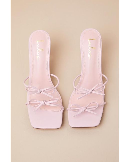 Lulus Serinda Strappy Bow High Heel Slide Sandals in Pink | Lyst