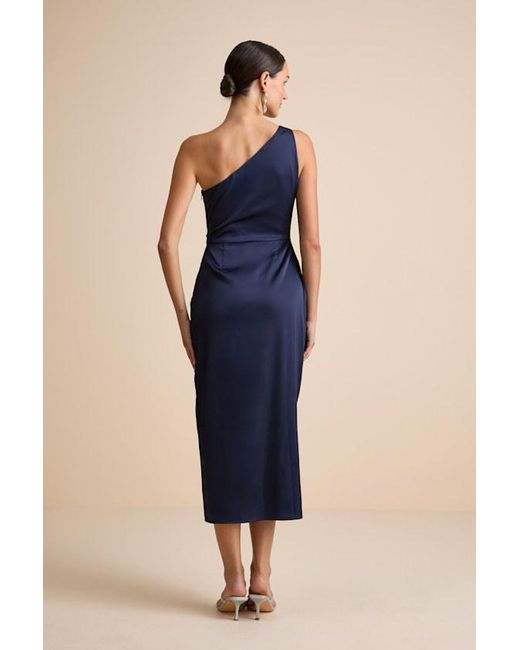 Lulus Rhema Satin Midi Dress in Blue | Lyst