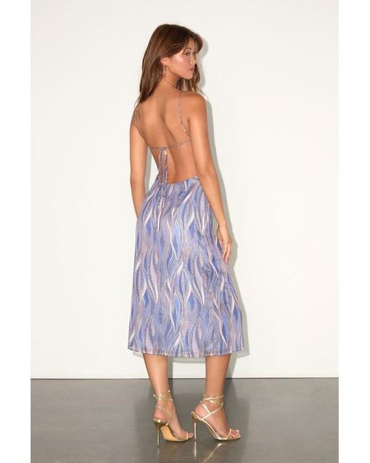 Lulus Zephyra Periwinkle Multi Wave Backless Midi Dress in White | Lyst