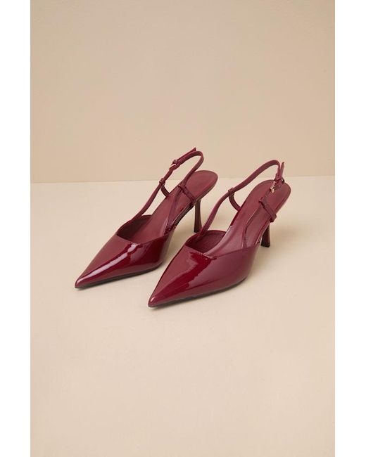 Billini Isabel Cherry Patent Pointed-Toe Slingback Pumps in Red | Lyst