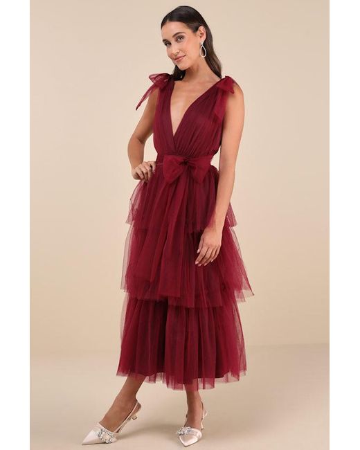 Lulus Flawless Arrival Tulle Tie-Strap Tiered Maxi Dress | Lyst UK
