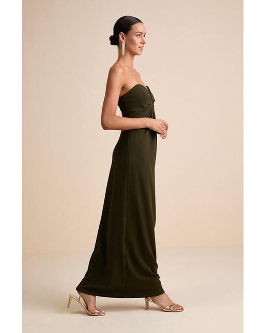 Lulus Thula Dark Cutout U-Bar Column Maxi Dress in Natural | Lyst