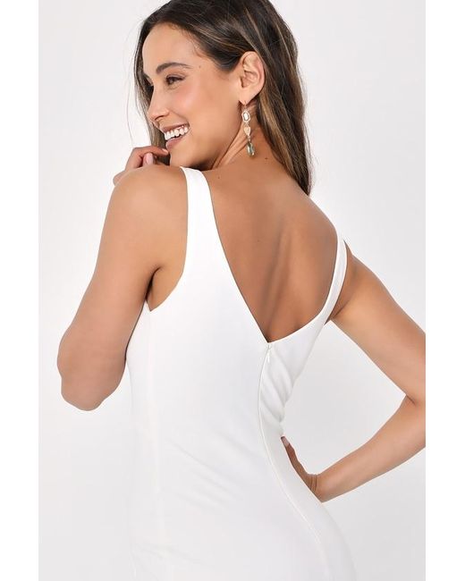Lulus Iconic Moment Bodycon Midi Dress in White | Lyst