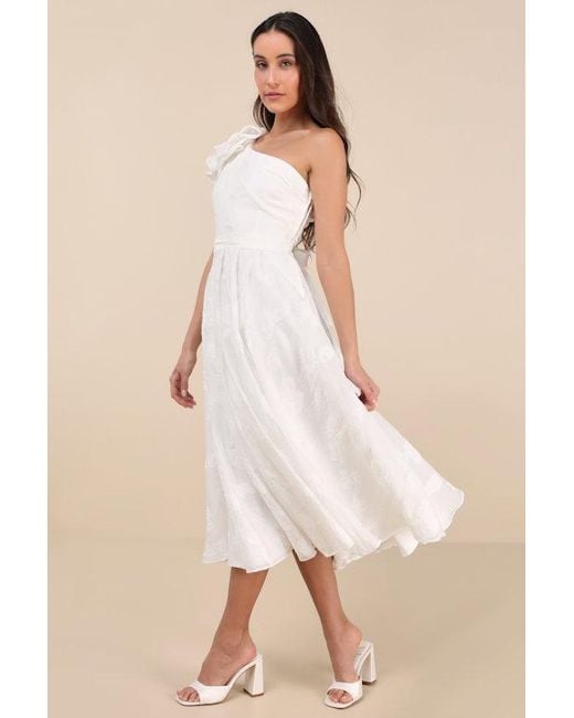 Lulus Sweet Definition Burnout Ruffled One-Shoulder Midi Dress in ...