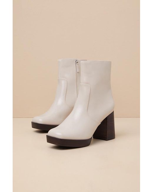 Lulus Corbinn Bone Platform Ankle Booties in Natural | Lyst