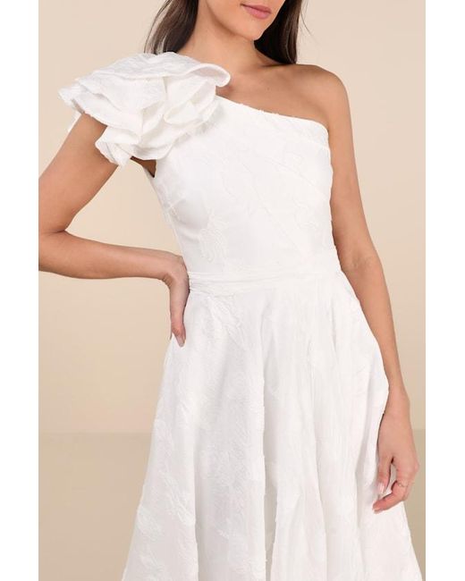 Lulus Sweet Definition Burnout Ruffled One-Shoulder Midi Dress in ...