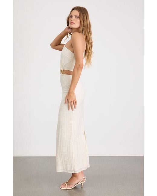 Lulus Camelia Cream Textured One-Shoulder Maxi Dress in White | Lyst