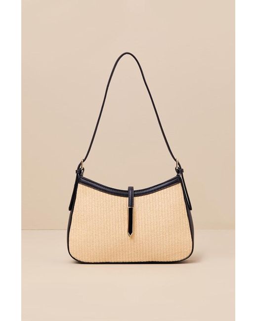 Lulus Virna Raffia Shoulder Bag in Natural | Lyst