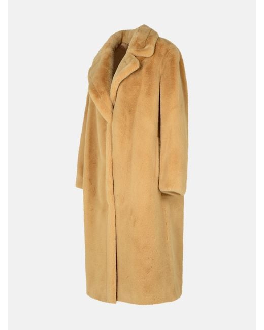 Stand Studio 'maria' Faux Fur Coat in Yellow | Lyst