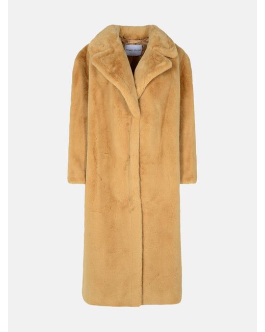 Stand Studio 'maria' Faux Fur Coat in Yellow | Lyst