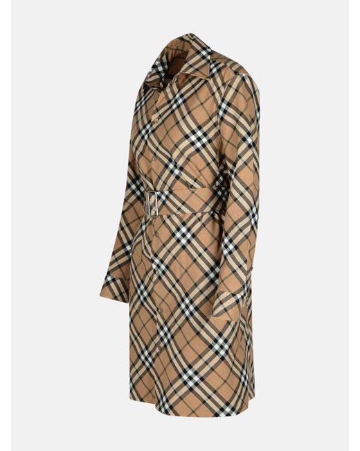 Burberry 'check' Dress In Wool Blend in Natural | Lyst