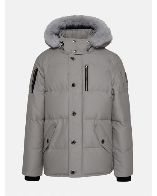 Moose Knuckles Gray Cotton Blend 3q Fur Puffer Jacket For Men Lyst