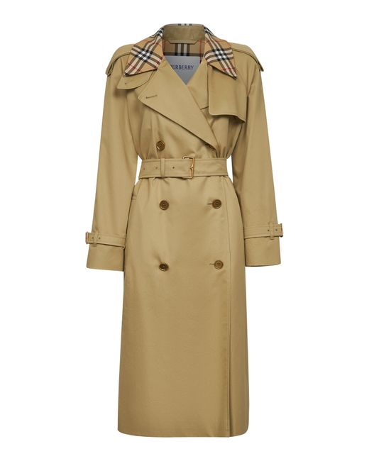 Burberry Gabardine Castleford Long Trench Coat in Natural | Lyst