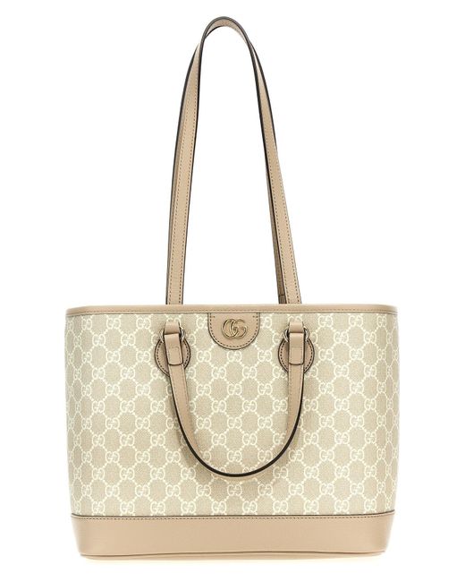 Gucci 'Ophidia' Small Shopping Bag in Natural | Lyst