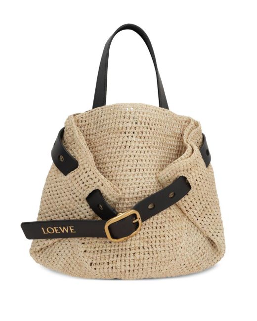 Loewe Punch Hole Mini Straw Bucket Bag in Natural | Lyst