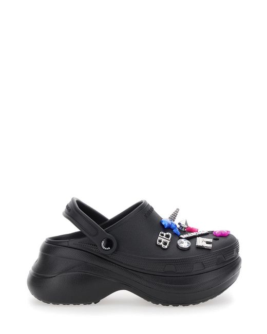 Balenciaga 'Jibbitz X Crocs' Mule With Logo Plaque And Applications in Black for Men | Lyst