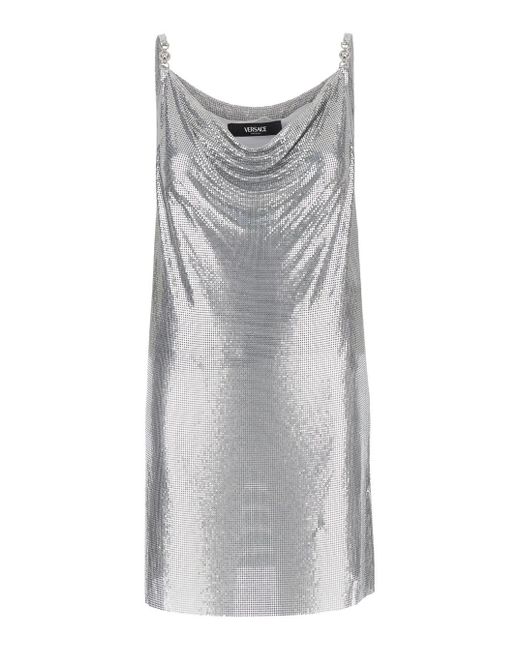 Versace Metallic Short Dress With Draped Neck in Gray for Men | Lyst