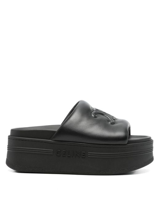 Celine Block Platform Sandalo in Black | Lyst