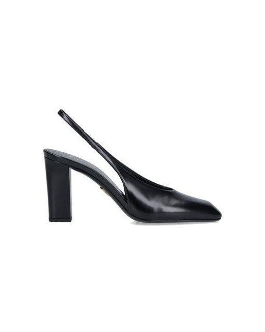 Prada Logo Slingback Pumps in Black | Lyst