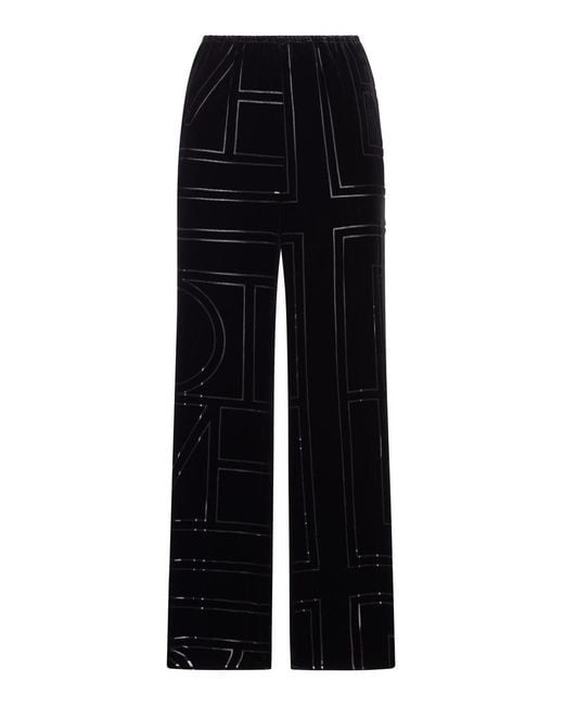 TOTEME Velvet Trousers With Dãvorã Monogram in Black | Lyst