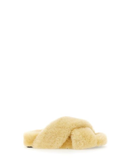 Jil Sander Shearling Sandal in Yellow | Lyst