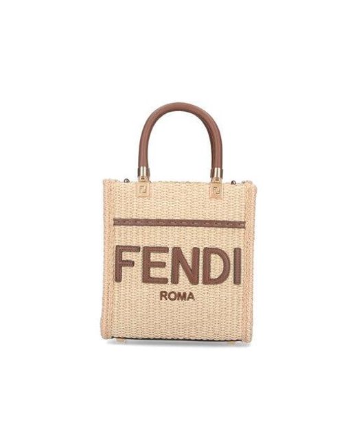Fendi "Sunshine Shopper" Mini Bag in Natural | Lyst