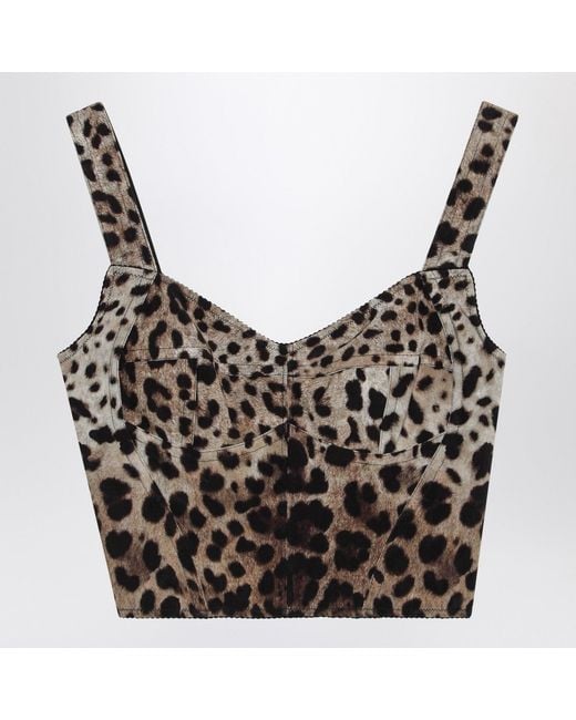Dolce & Gabbana Leopardprint Bustier in Black | Lyst