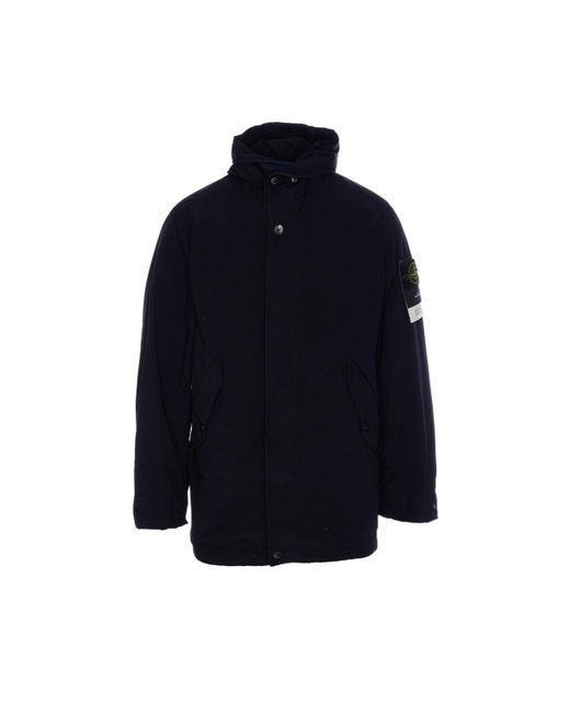 Stone Island Light Compact Touch Poly-Tc Logo Jacket in Blue for Men | Lyst