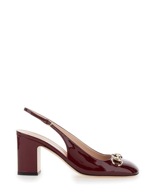 Gucci Bordeaux Slingback Pumps With Horsebit in Pink | Lyst