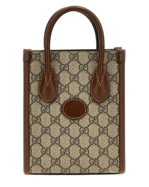 Gucci 'Gg' Mini Shopping Bag in Brown for Men | Lyst