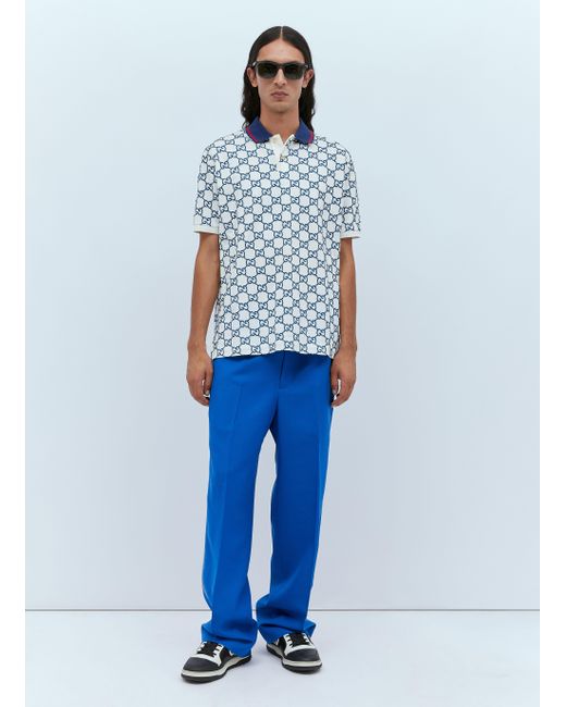 Gucci Wool Blend Interlocking G Track Pants in Blue for Men | Lyst