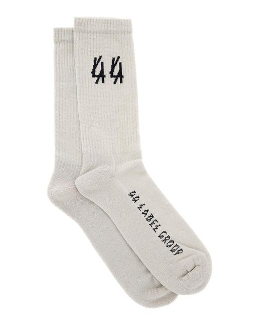 44 Label Group Socks With Contrasting Logo Detail in White for Men | Lyst