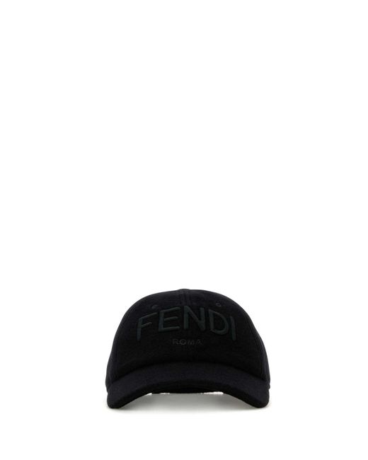 Fendi Wool Blend Baseball Cap in Black for Men | Lyst