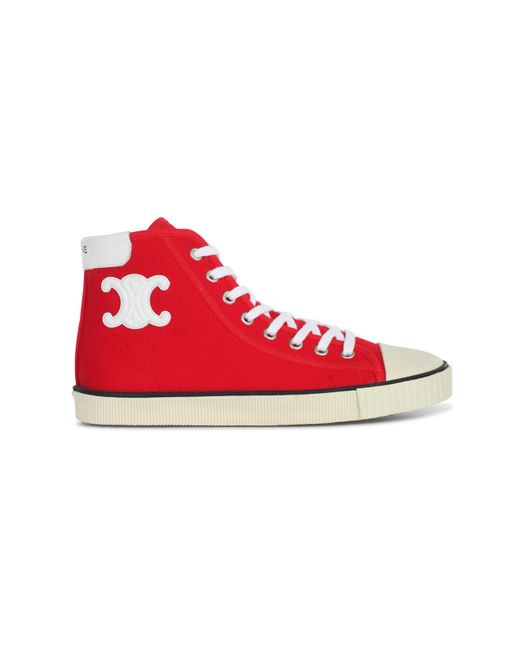 Celine Mid Lace Up Sneaker W/Triomphe in Red for Men | Lyst