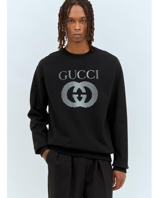 Gucci Logo Applique Sweatshirt in Gray for Men | Lyst