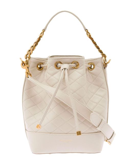 Saint Laurent Emmanuelle Ivory Colored Leather Crossbody Bucket Bag in ...