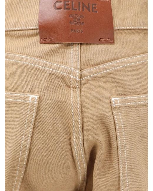 Celine Boyfriend 002 Cotton Trousers in Natural | Lyst