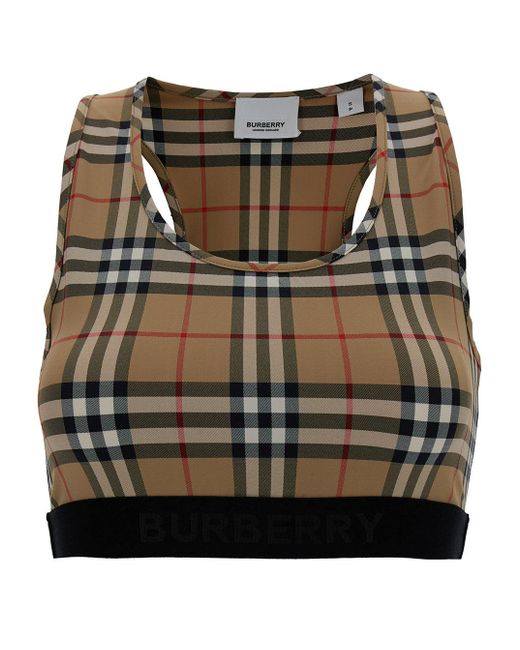 Burberry Sports Bra With Vintage Check Motif in Black for Men | Lyst