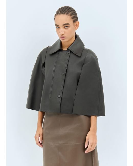 TOTEME Double Leather Cape in Gray | Lyst