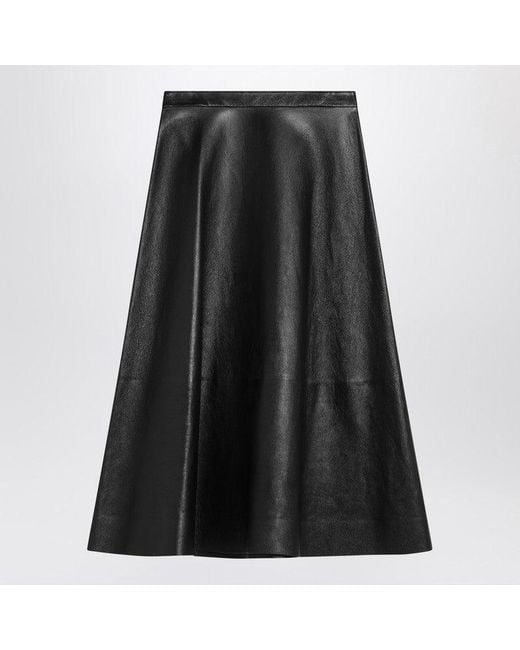 Balenciaga Leather Flared Skirt in Black | Lyst