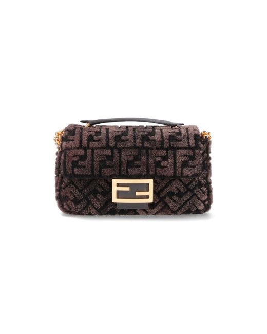 Fendi "Baguette Chain Midi" Crossbody Bag in Black | Lyst