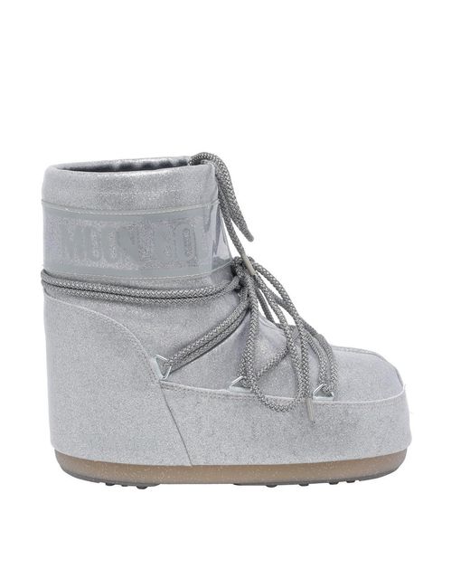 Moon Boot Icon Low Glitter Booties in Gray | Lyst