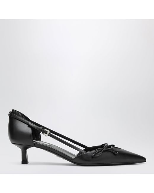 Prada Side-Open Leather Pumps in Black | Lyst