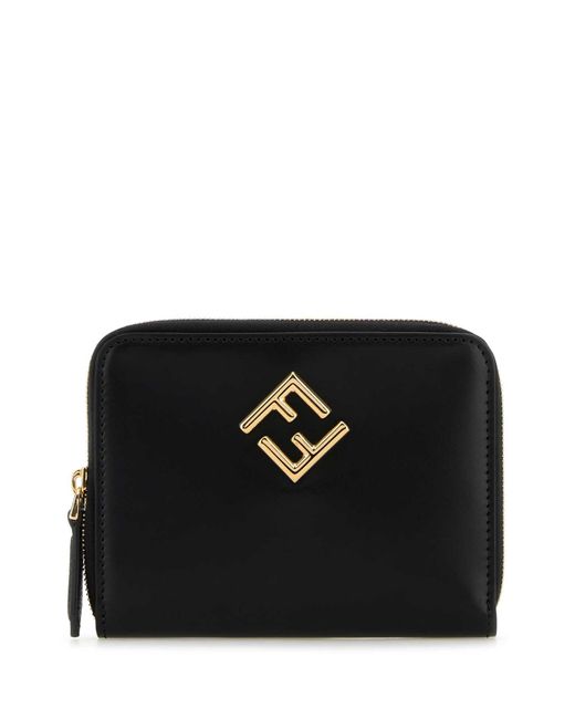 Fendi Leather Ff Diamonds Wallet in Black | Lyst