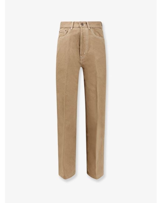 Celine Boyfriend 002 Cotton Trousers in Natural | Lyst