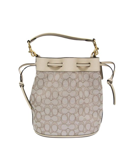 COACH Field Canvas Shoulder Bag (Pre-Owned) in Natural | Lyst