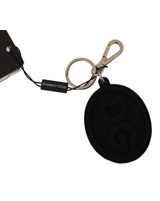 Dolce & Gabbana Chic Rubber & Brass Logo Keychain in Black for Men | Lyst